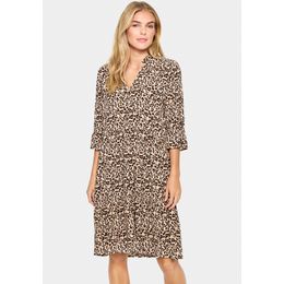 Saint Tropez Damen Blusenkleid "EdaSZ Dress", braun, Gr. M, animal-print, Web, Obermaterial: 100% Viskose, Kleider, Sommerkleid, Tunikakleid mit