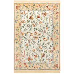 Teppich Hanse Home, B:95cm H:5mm L:140cm, beige, Viskose, Wohnzimmer, Teppiche, "Orient Flowers", Kurzflor mit Fransen, Orient, Wohnzimmer,