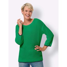 Classic Basics Damen Strickpullover "Rundhals-Pullover", gr&uuml;n, Gr. 54, gemustert, mehrfarbig, 100% Polyacryl, Pullover