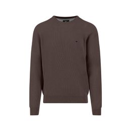Fynch-Hatton Herren Rundhalspullover, braun, Gr. L, unifarben, Obermaterial: 100% Baumwolle, Pullover, mit Logo Stickerei