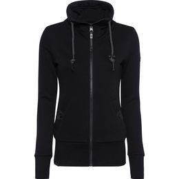Ragwear Damen Sweatjacke "RYLIE ZIP O", schwarz, Gr. XXL, kontrastfarbene Details, unifarben, Sweatware, Obermaterial: 65% Baumwolle, 35% Polyester,