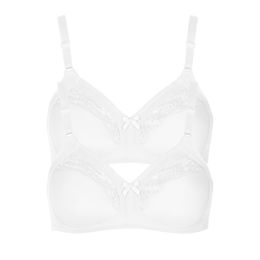 LISCA Damen B&uuml;gelloser BH "2er Pack BH ohne B&uuml;gel Minca", Gr. 85, wei&szlig;, Obermaterial: 55% Polyester PES. 35% Polyamid PA. 10% Elasthan EL., BHs