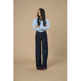 Jacqueline de Yong JDY Damen High-waist-Jeans "JDYFELINA-FINA HW WIDE RINSE JNSDNM NOOS", blau, Gr. L, unifarben, Denim/Jeans, Obermaterial: 98% Baumwolle, 2% Elasthan,