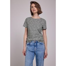 Damen T-Shirt, gr&uuml;n, Gr. 46, STREET ONE STUDIO, bedruckt, Web, 94% Baumwolle, 6% Elasthan, Shirts, mit grafischem Muster