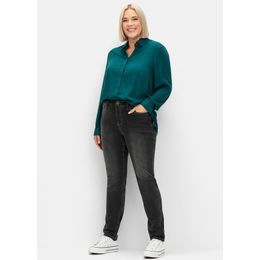 sheego Damen Hemdbluse, blau, Gr. 56, unifarben, 100% Viskose, Blusen