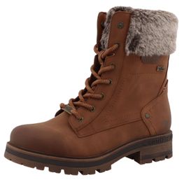 Mustang Shoes Damen Winterstiefelette "Darleen", Gr. 37, braun, Lederimitat, Textil, used, Schuhe, Winterboots mit Fellimitatkragen