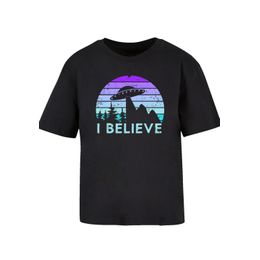 F4NT4STIC Damen T-Shirt "I BELIEVE UFO Alien Raumschiff Retro", schwarz, Gr. M, Obermaterial: 100% Baumwolle, Shirts, Premium Qualit&auml;t