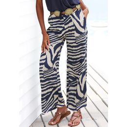 Lascana Damen Palazzohose "aus luftig leichter Viskose", beige, Gr. 44, bedruckt, Web, Obermaterial: 100% Viskose, Hosen, mit Animalprint,