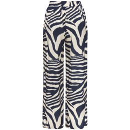 Lascana Damen Palazzohose "aus luftig leichter Viskose", beige, Gr. 46, bedruckt, Web, Obermaterial: 100% Viskose, Hosen, mit Animalprint,