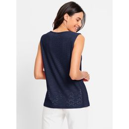 Inspirationen Damen Shirttop, blau, Gr. 36, unifarben, 95% Polyester, 5% Elasthan, Tops