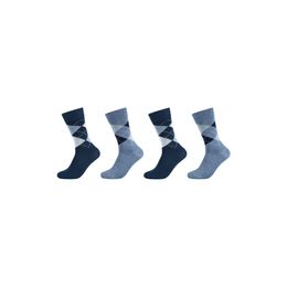 Camano Damen Socken "Socken 4er Pack", Gr. 43, blau, 80% Baumwolle, 17% Polyamid, 3% Elasthan, Argyle-Muster, Socken