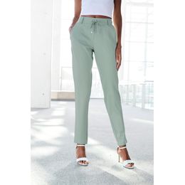 Lascana Damen Jogger Pants, Gr. 32, gr&uuml;n, Sweatware, Obermaterial: 70% Viskose, 25% Polyamid, 5% Elasthan, unifarben, Hosen, mit elastischem Bund und