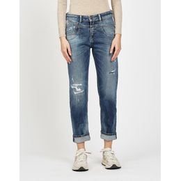 Gang Damen Loose-fit-Jeans "94BO CROPPED", blau, Gr. 33, Destroyed-Effekte, Denim/Jeans, Obermaterial: 90% Baumwolle, 8% Polyester, 2% Elasthan,