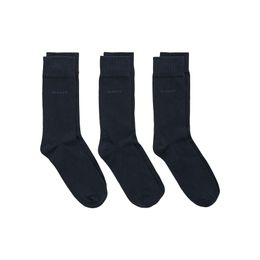 Gant Herren Basicsocken "SOFT COTTON SOCKS 3-PACK", Gr. 40, blau, Baumwollmischung, unifarben, Socken, mit Logodruck am Kn&ouml;chel