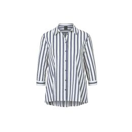 GOLDNER Damen Kurzarmbluse "Schlichte Baumwoll-Bluse mit 3/4-Arm", blau, Gr. 44, Obermaterial: 97% Baumwolle CO. 3% Elasthan EL., Blusen