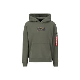 Herren Hoodie "Camo Panel Hoodie", gr&uuml;n, Gr. M, Alpha Industries, Obermaterial: 80% Baumwolle, 20% Polyester, Sweatshirts