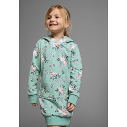 Kidsworld Mädchen Sweatkleid "Einhorn", grün, Gr. 116, bedruckt, mehrfarbig, Sweatware, Obermaterial: 100% Baumwolle, Kleider, bis Mitte des