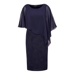 GOLDNER Damen Abendkleid "Kurzgröße Festliches Kleid mit feinem Chiffonüberwurf", blau, Gr. 23, Kleider