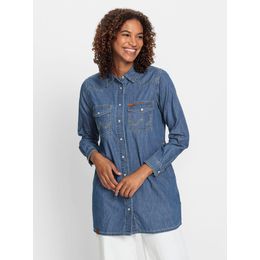 Casual Looks Damen Longbluse, blau, Gr. 40, unifarben, 100% Baumwolle, Blusen