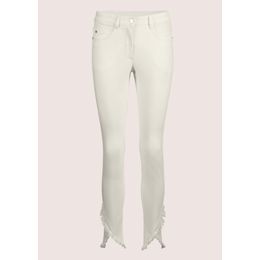Madeleine Mode MADELEINE Damen Regular-fit-Jeans "Jeans Verk&uuml;rzte 5-Pocket-Hose mit Fransen"wollwei&szlig;, Gr. 21, Obermaterial: 71% Baumwolle CO. 20% Lyocell CLY. 6%