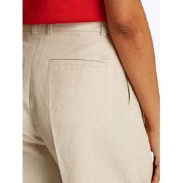 Tommy Hilfiger Damen Shorts "LINEN MIX PLEATED SHORT", beige, Gr. 42, unifarben, Web, Obermaterial: 47% Polyester, 32% Leinen, 20% Viskose, 1%