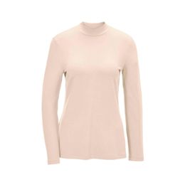 GOLDNER Damen Longpullover "Kurzgr&ouml;&szlig;e Stehkragenshirt mit Langarm", beige, Gr. 24, Obermaterial: 95% Modal CMD. 5% Elasthan EL., Pullover