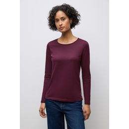 Street One Damen Langarmshirtnoble rot, Gr. 34, unifarben, Web, 100% Baumwolle, Shirts, Basic
