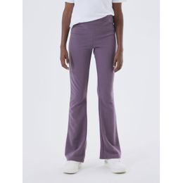 name it M&auml;dchen Jerseyhose "NKFFRIKKALI f&uuml;r M&auml;dchen mit ausgestelltem Bein und Viskose", lila, Gr. 140, unifarben, Jersey, Obermaterial: 67% Viskose,