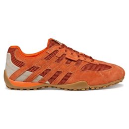 Geox Herren Schnürschuh "U SNAKE ORIGINAL", Gr. 40, orange, Leder, Textil, Schuhe, Schnürschuh, Freizeitschuh, Trekking Sneaker mit Lederinnensohle