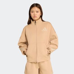 Damen Trainingsjacke "W Z.N.E. TT", beige, Gr. XL, adidas Sportswear, Obermaterial: 57% Polyester, 43% Baumwolle, Jacken