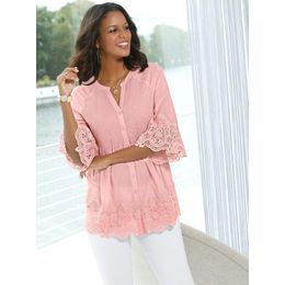 Alessa W. Collection ALESSA W. Damen Spitzenbluse, rosa, Gr. 42, unifarben, 100% Baumwolle, Spitze:100% Baumwolle, Blusen