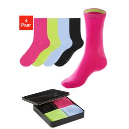 Bench. Damen Socken, Gr. 39, bunt, Baumwollmischung, unifarben, Socken, mit farbigen Innenb&uuml;ndchen, sortiert in edler Geschenkdose