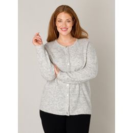 Damen Cardigan "Yulia"grau melange, Gr. 58, Base Level Curvy, unifarben, Strick, Obermaterial: 43% Nylon, 26% Polyacryl, 13% Alpaka, 13% Wolle, 5%