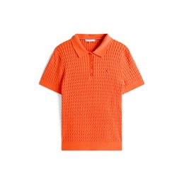 Damen Kurzarmpullover "CRV CO CABLE FINE GG POLO SWT", orange, Gr. 46, Tommy Hilfiger Curve, unifarben, Strick, Obermaterial: 100% Baumwolle, Pullover