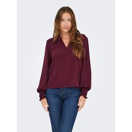 Only Damen Blusenshirt "ONLMETTE V-NECK LS SMOCK TOP NOOS WVN", lila, Gr. XS, unifarben, Web, Obermaterial: 100% Polyester, Shirts