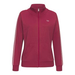 H.I.S. H.I.S Damen Sweatjacke, Gr. 44, rot, Interlock, Obermaterial: 60% Baumwolle, 40% Polyester, unifarben, Basic, Sweatjacken, mit gestreiftem Tape an