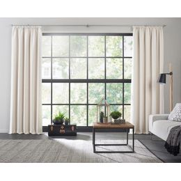 Vorhang WIRTH, B:145cm H:150cm, beige, Polyester, Wohnzimmer, Gardinen, "Dim out"