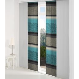 Schiebegardine WIRTH, B:60cm H:175cm, blau, Jacquard, Baumwolle, Polyester, Wohnzimmer, Gardinen, "Maribor"