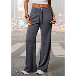 Damen Loungepants, French Connection, Gr. 48, grau, Obermaterial: 78% Polyester, 19% Viskose, 3% Elasthan, meliert, unifarben, Hosen, in gerippter