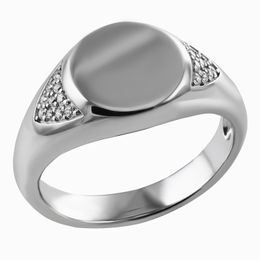 Firetti Damen Siegelring "Schmuck Geschenk Silber 925 Damenring Fingerring Ring Kreis rund", 52, Silber 925 (Sterlingsilber), 3,6mmsilberfarben,