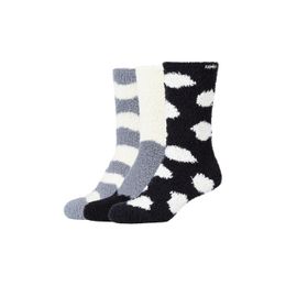 Camano Damen Socken "Kuschelsocken 3er Pack", Gr. 39schwarz, 98% Polyester, 2% Elasthan, gestreift, Socken, 3er Pack Angenehm wärmende, kuschelige