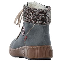 Rieker Damen Winterboots, Gr. 40, blau, Lederimitat, Textil, Schuhe, Winterstiefelette, Schn&uuml;rboots, Outdoorboots mit Warmfutter