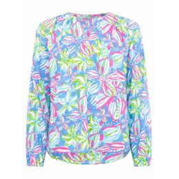 Zwillingsherz Damen Schlupfbluse ""Blumentraum"", bunt, Gr. LXL, gemustert, Obermaterial: 100% Baumwolle, Blusen, Blumen-Print, Serafino-Kragen,