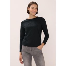 Cecil Damen Langarmshirtschwarz, Gr. XXL, gestreift, Web, 80% Baumwolle, 20% Polyester, Shirts, im soften Baumwoll-Mix