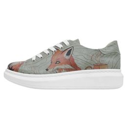 DOGO Damen Plateausneaker "Myra Low-Top Sneaker Bear With A Balloon Damen Sneaker", Gr. 37, bunt, Lederimitat, Schuhe, Handgefertigt