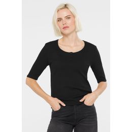 Damen Rundhalsshirt, schwarz, Gr. XL, SENSES.THE LABEL, unifarben, Single Jersey, Material: 96% Baumwolle, 4% Elasthan, Shirts, mit Baumwolle
