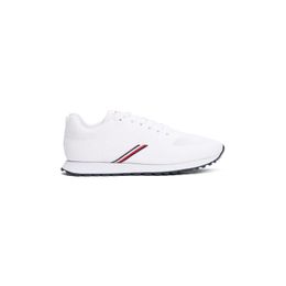 Tommy Hilfiger Herren Sneaker "NEW RUNNER EVA CORPO KNIT", Gr. 46, wei&szlig;, Nylon, Textil, Schuhe, Freizeitschuh, Halbschuh, Schn&uuml;rschuh mit Streifen in
