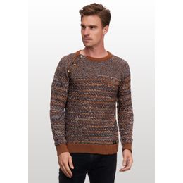 Rusty Neal Damen Strickpullover, braun, Gr. S, unifarben, 75% Polyacryl, 25% Baumwolle, Pullover, mit modischen Kn&ouml;pfen