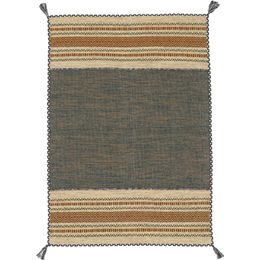 Teppich CarpetFine, B:140cm H:5mm L:200cm, gr&uuml;n, Baumwolle, Wohnzimmer, Teppiche, "Kelim Azizi, auch als L&auml;ufer erh&auml;ltlich", handgewebt, Baumwolle,