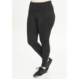Q BY ENDURANCE Damen Lauftights "SIANTAR PRINTED", schwarz, Gr. 50, bedruckt, 86% Polyester, 14% Elasthan, Hosen, in gro&szlig;en Gro&szlig;en verf&uuml;gbar